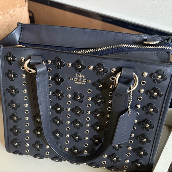 Coach | Bags | Nwot Coach Dark Blue Leather Mini Crosby Carryall With ...